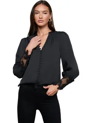 L'Agence Ava Blouse Top - Black