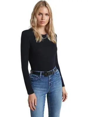 L'Agence Tess Long Sleeve T-shirt - Black Micro Modal