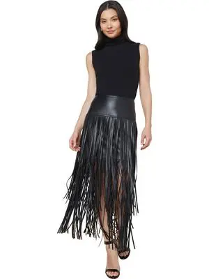 L'Agence Karolina Fringe Skirt - Black