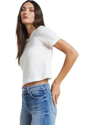 L'Agence Donna Cotton Cropped T-shirt - White