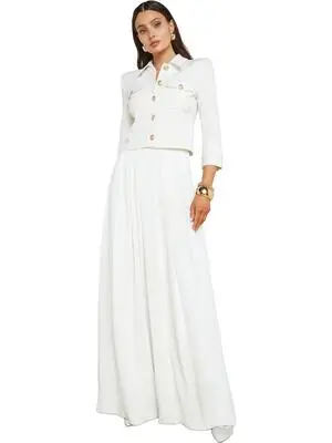 L'Agence Nova Pleated Wide-leg Trousers - Ivory