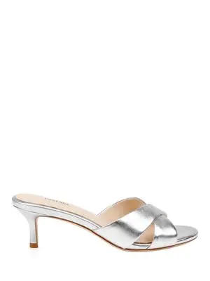 L'Agence Aveline Kitten-heel Sandal - Silver Leather