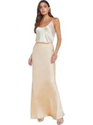 L'Agence Zeta Satin Maxi Skirt - Pearl