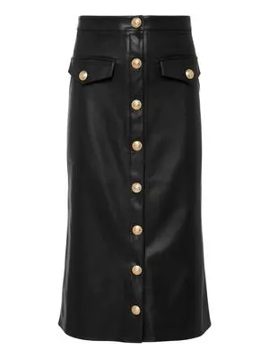 L'Agence Milann Vegan Leather Midi Skirt - Black