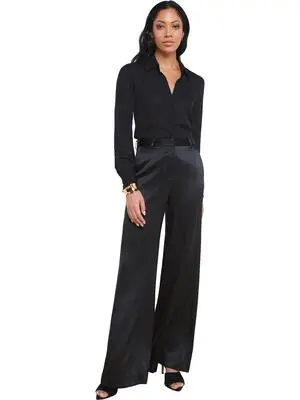 L'Agence Pilar Silk Wide-leg Pants - Black Silk