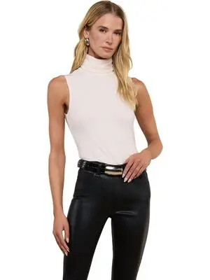 L'Agence Ceci Sleeveless Turtleneck Top - Vintage White