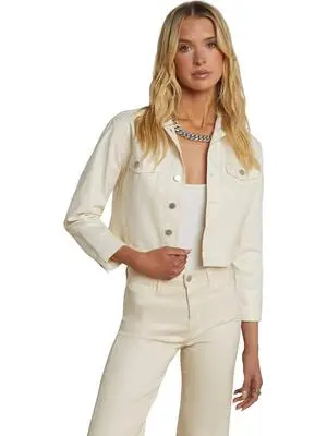 L'Agence Koda Coated Cropped Jacket - French Vanilla Coated