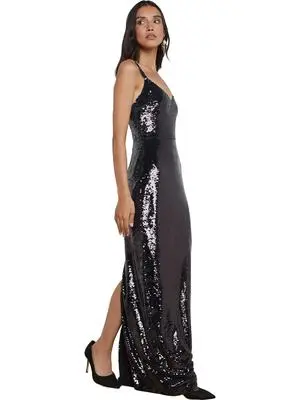 L'Agence Karma Sequin Maxi Dress - Black