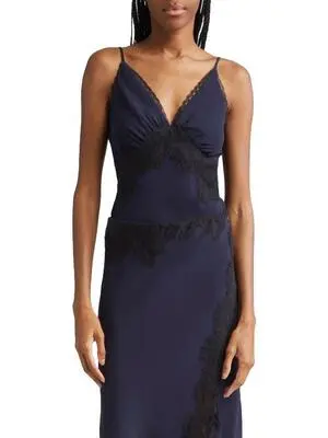 Veronica Beard Lindsey Lace Detail Camisole - Navy