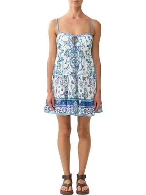 Camilla Gathered Bust Tiered Mini Dress In Exclusive Print - Isnik Lullaby