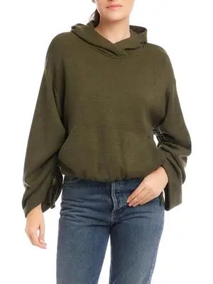 Fifteen Twenty Makenna Ruched Sleeve Hoodie - Olive