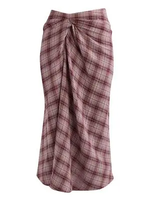 Isabel Marant Nicole Plaid Cotton Midi Skirt - Rosewood