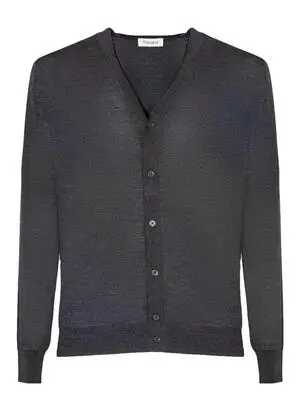 KANGRA V-neck Ribbed-trim Cardigan - Grey