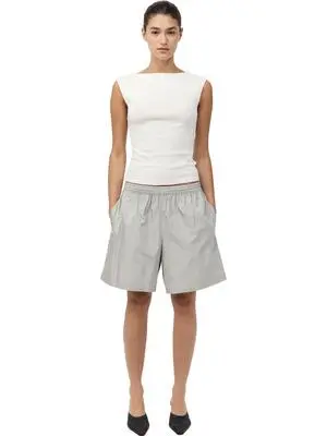 ST AGNI Paper Taffeta Short - Silver / Off White