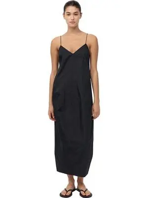 ST AGNI Paper Taffeta Cocoon Dress - Black