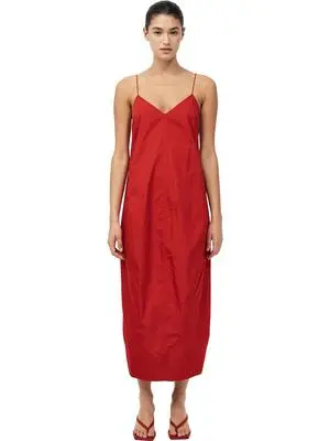 ST AGNI Paper Taffeta Cocoon Dress - Red