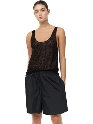 ST AGNI Glass Beaded Mesh Tank Top - Jet Black