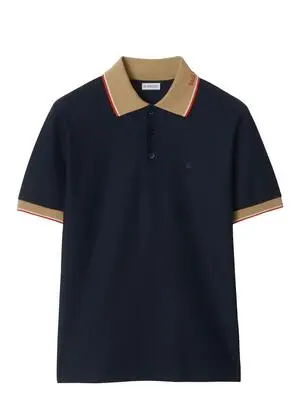 Burberry Piqué Cotton Logo Collar Polo Shirt - Navy