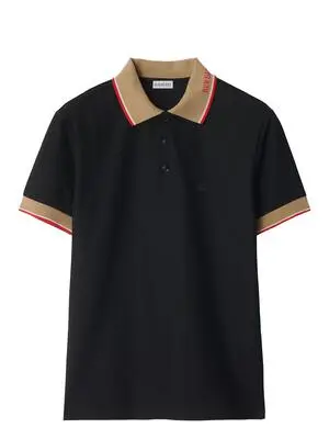 Burberry Cotton Logo-collar Polo Shirt Black