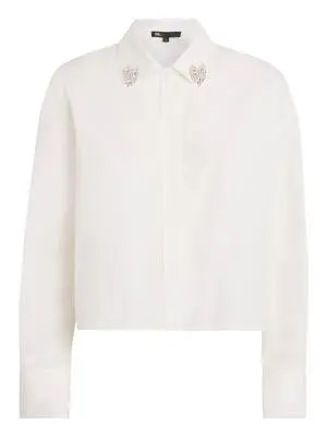 Maje Embellished Cotton Shirt - White