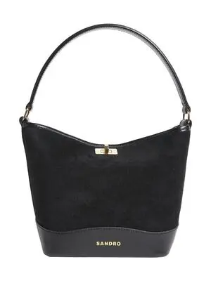 Sandro Mini Tangoso Suede Bucket Bag - Black