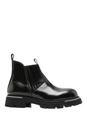 THE ANTIPODE Leather Stitched-panel Ankle Boots - Black