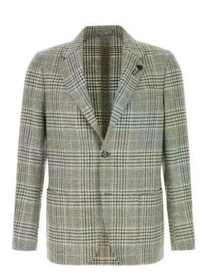 LARDINI Checked-pattern Single-button Blazer - Neutrals