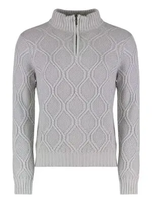 MOORER Cable-knit Half-zip Sweater - Grey