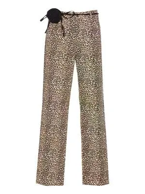 Liu Jo Leopard-print Jeans With Rose Detail - Brown