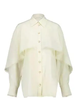 Zimmermann Lace-trimmed Cape Blouse - Neutrals