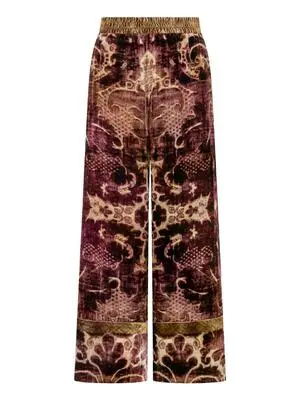 PIERRE-LOUIS MASCIA Damask-print Velvet Trousers - Pink