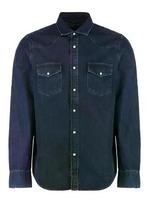 MOORER Denim Flap-pocket Shirt - Blue