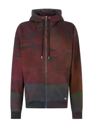Roberto Cavalli Hooded Abstract-print Zip-up Sweatshirt - Red