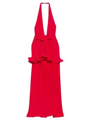 ROWEN ROSE Ruffled Pleated Maxi Dress - Red
