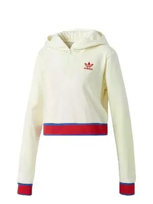 Adidas Embellished Arts Cropped Hoodie - White