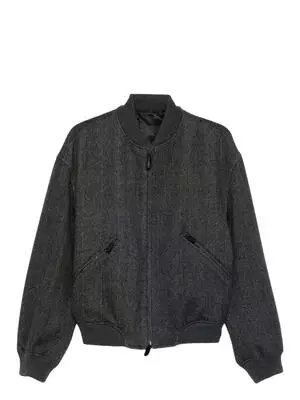 Giorgio Armani Herringbone Zip-front Bomber Jacket - Grey