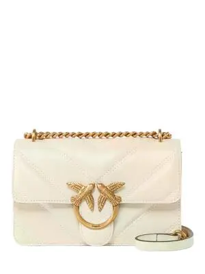 Pinko Mini Quilted Crossbody Bag With Love Birds Embellishment - White