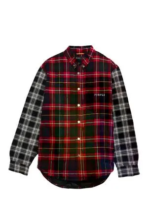 PURPLE BRAND Quilted Plaid Shirt Jacket - Red