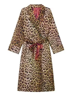 Malìparmi Leopard Print Belted Coat - Brown
