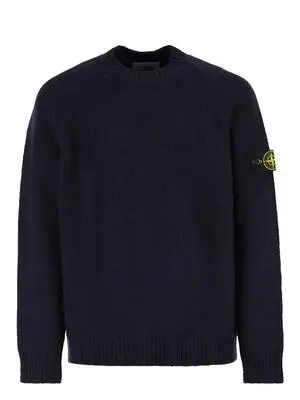 Stone Island Round Neck Jumper With Raglan Sleeves - Navy