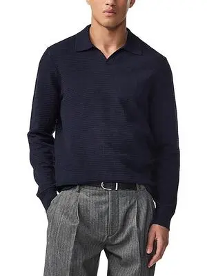 Nn07 Long Sleeve Sweater Polo - Deep Navy
