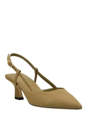 STUART WEITZMAN Vinnie 50 Slingback Suede Pumps - Golden Olive
