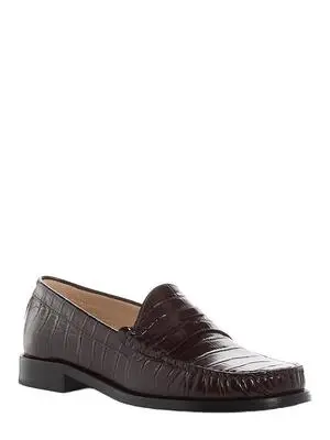 STUART WEITZMAN Lottie Embossed Loafers Walnut