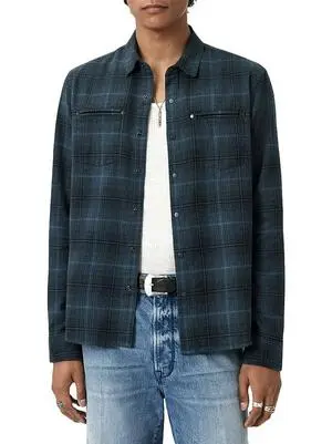John Varvatos Dario Brushed Plaid Shirt - Titanium Blue