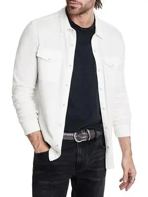 John Varvatos Arvon Vintage Wash Slub Western Shirt - White