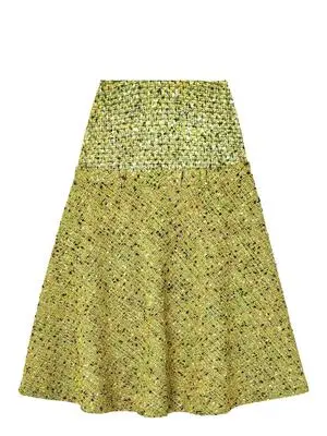 Diesel Tweed-textured Flared Midi Skirt - Green