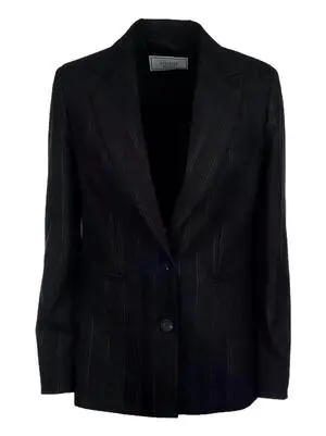 Peserico Stripe-pattern Single-breasted Blazer - Black
