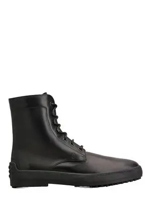 TOD'S Leather Combat Boots - Black