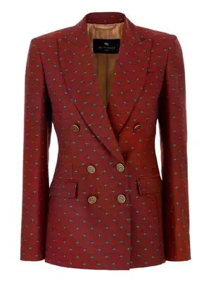 Etro Geometric-pattern Double-breasted Blazer - Red