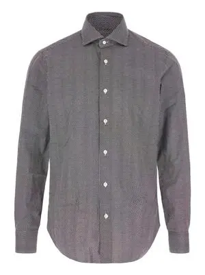 BARBA NAPOLI Micro-dot Print Shirt - Blue